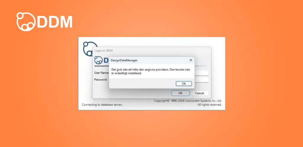 Felmeddelande DDM Office: Could not find the specified provider. It may not be properly ...